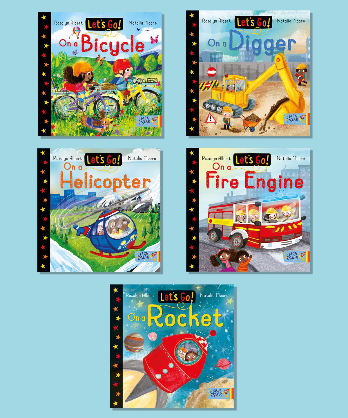 Let's Go! On a Bicycle, Fire-Engine, Helicopter, Digger, Rocket