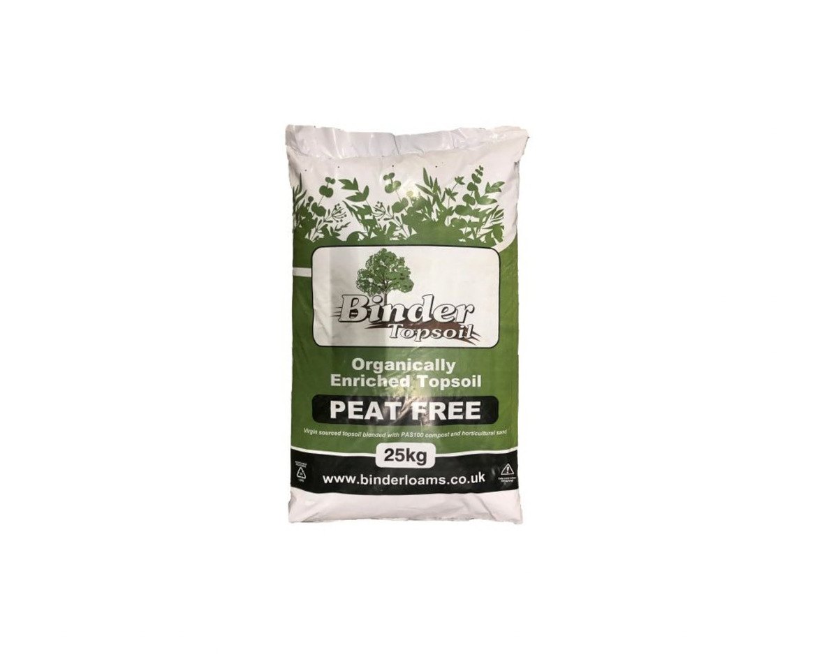 Binders Organic Topsoil Compost 20mm, Enriched Topsoil for Lawns 25kg