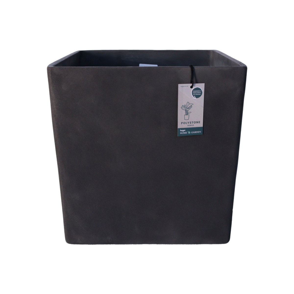 Square Polystone Outdoor Plant Pot with Drainage Hole - Stone-Effect ...