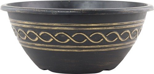 Infinity Bowl Planter 12" - Black with Gold Brush Effect