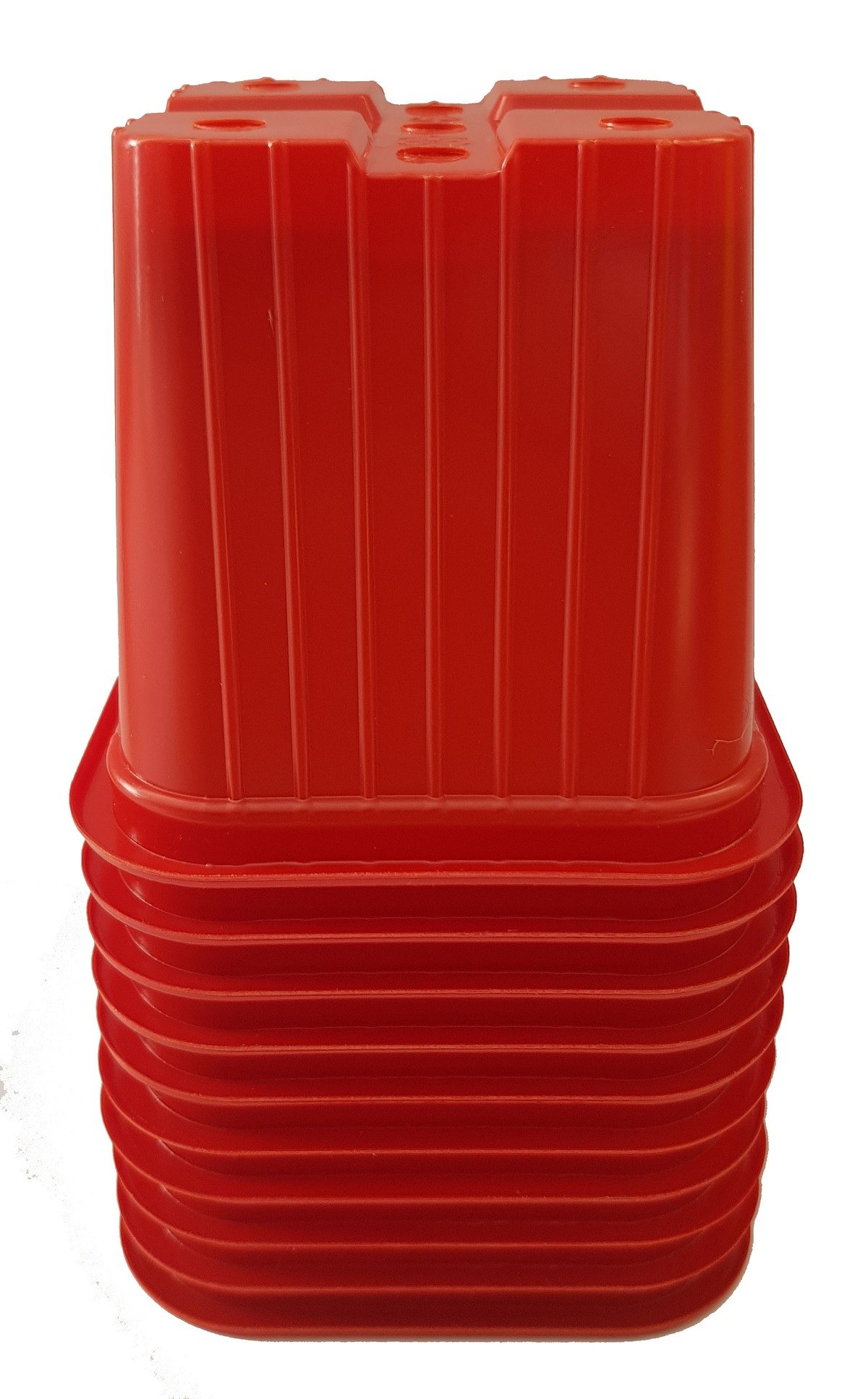 Red 7cm Square Lightweight Plant Pots x 10