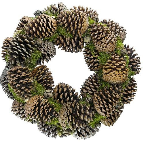 Christmas Wreath D40cm with Pinus Maritima & Green Moss – Natural ...
