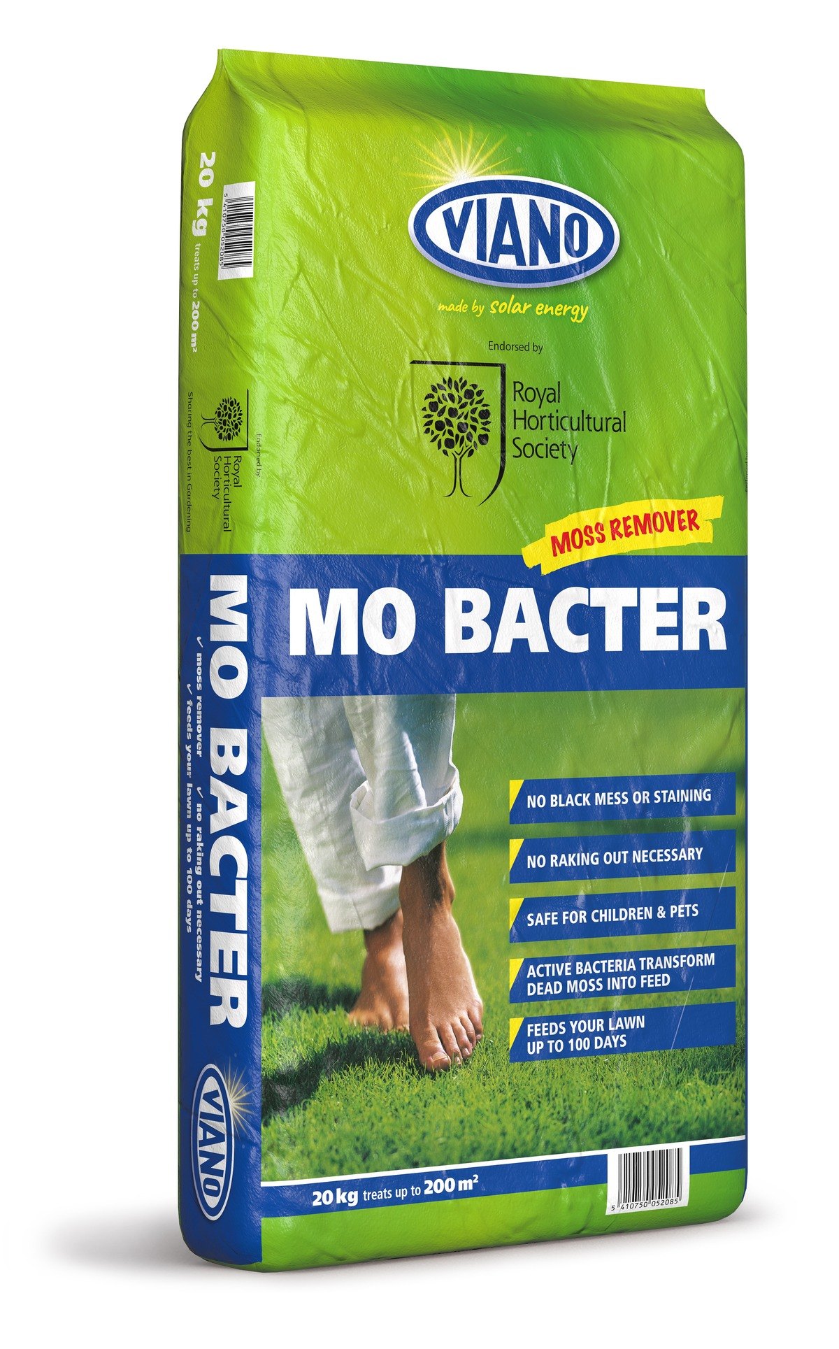 Viano Mo Bacter Lawn Fertiliser & Moss Remover Covers 200m², 20kg Bag