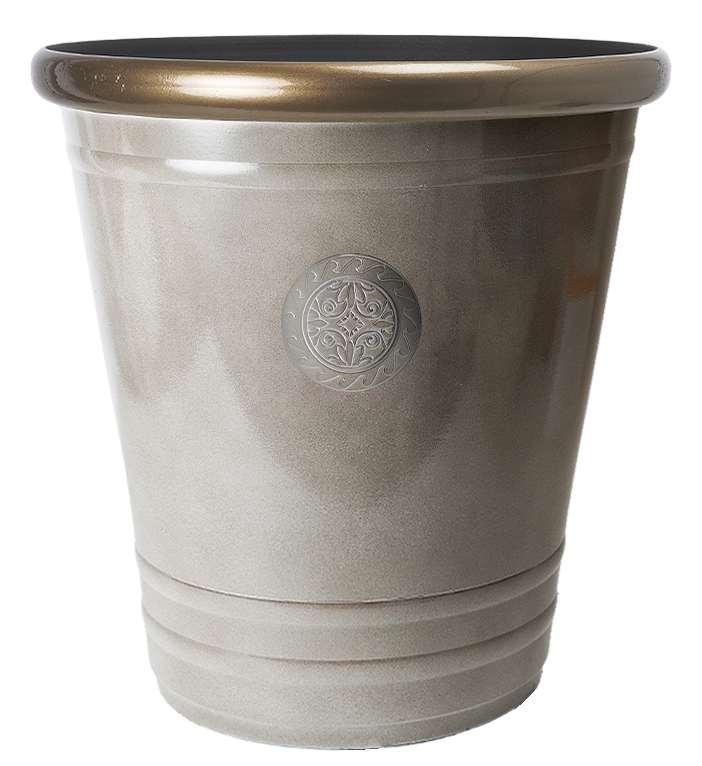 Trident Planter with Metallic Brass Rim - Fossil Terra 30cm