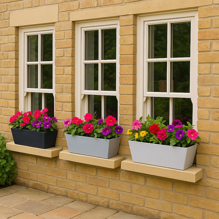 Window Flower Box Polystone Planter with Drainage Hole - Outdoor ...