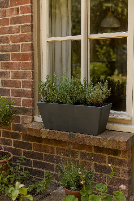 Window Flower Box Polystone Planter with Drainage Hole - Outdoor ...